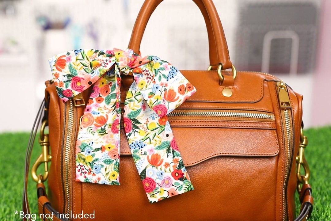 Skinny Purse Scarf for Handbag (blunt Ends) | Cream Floral Print ...