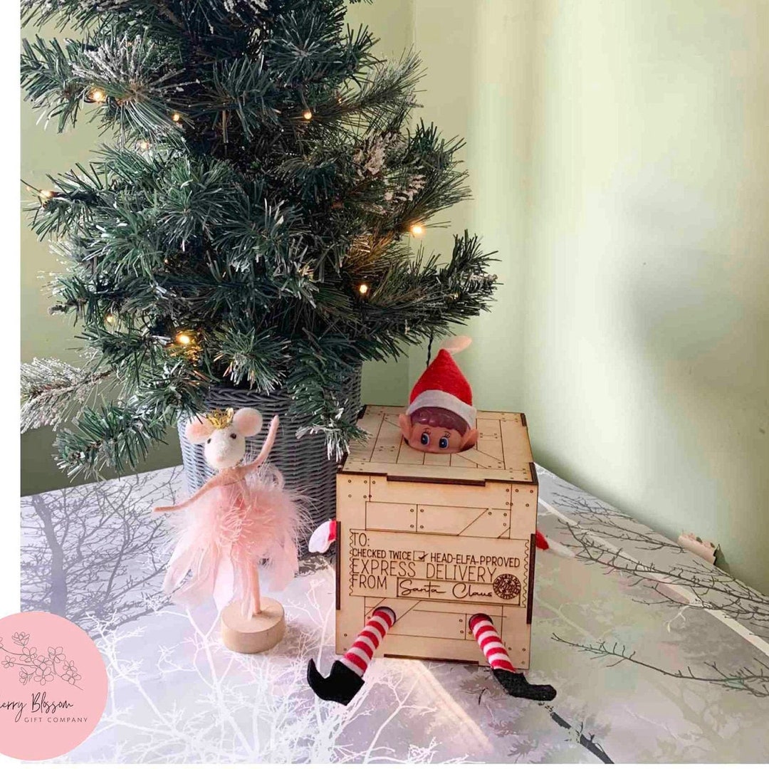 Christmas Elf Arrival Crate, Engraved I'm Back Personalised Elf Box ...