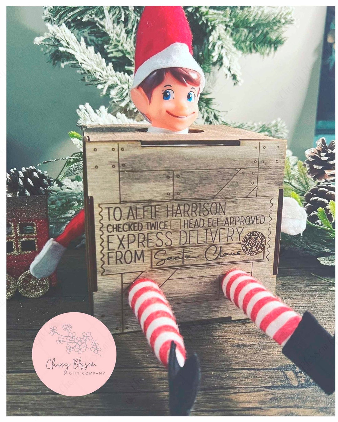 Christmas Elf Arrival Crate, Engraved I'm Back Personalised Elf Box ...