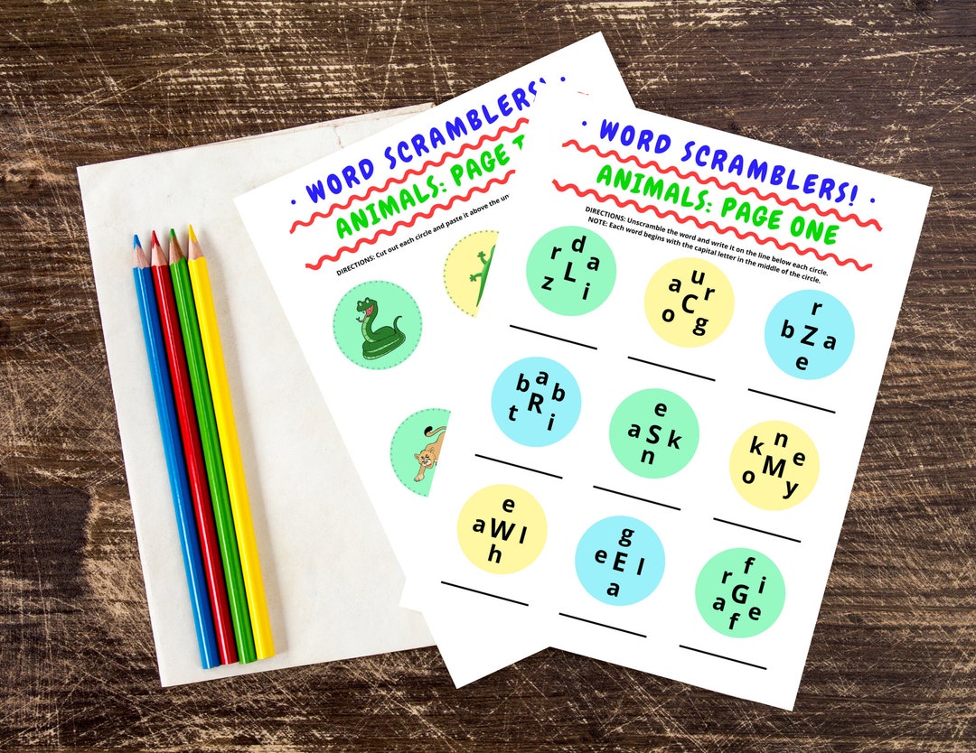 Educational Word Scramble Game for Kids - DIGITAL DOWNLOAD - Printable ...