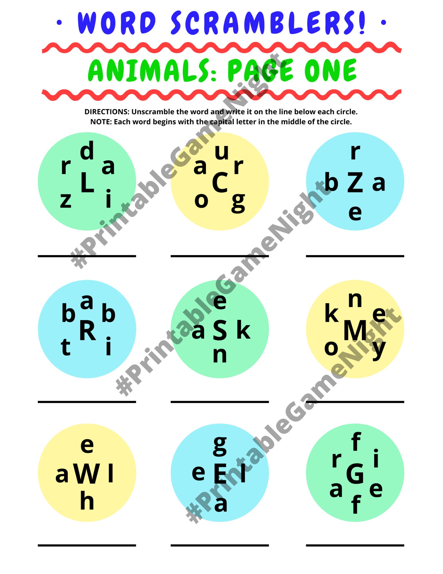 Educational Word Scramble Game for Kids - DIGITAL DOWNLOAD - Printable ...