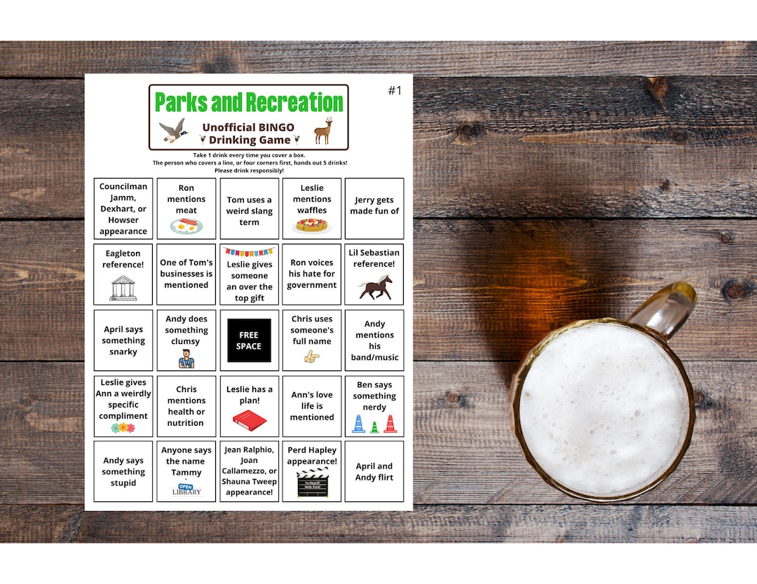 Parks and Recreation Bingo - DIGITAL DOWNLOAD - Parks and Rec TV Show ...