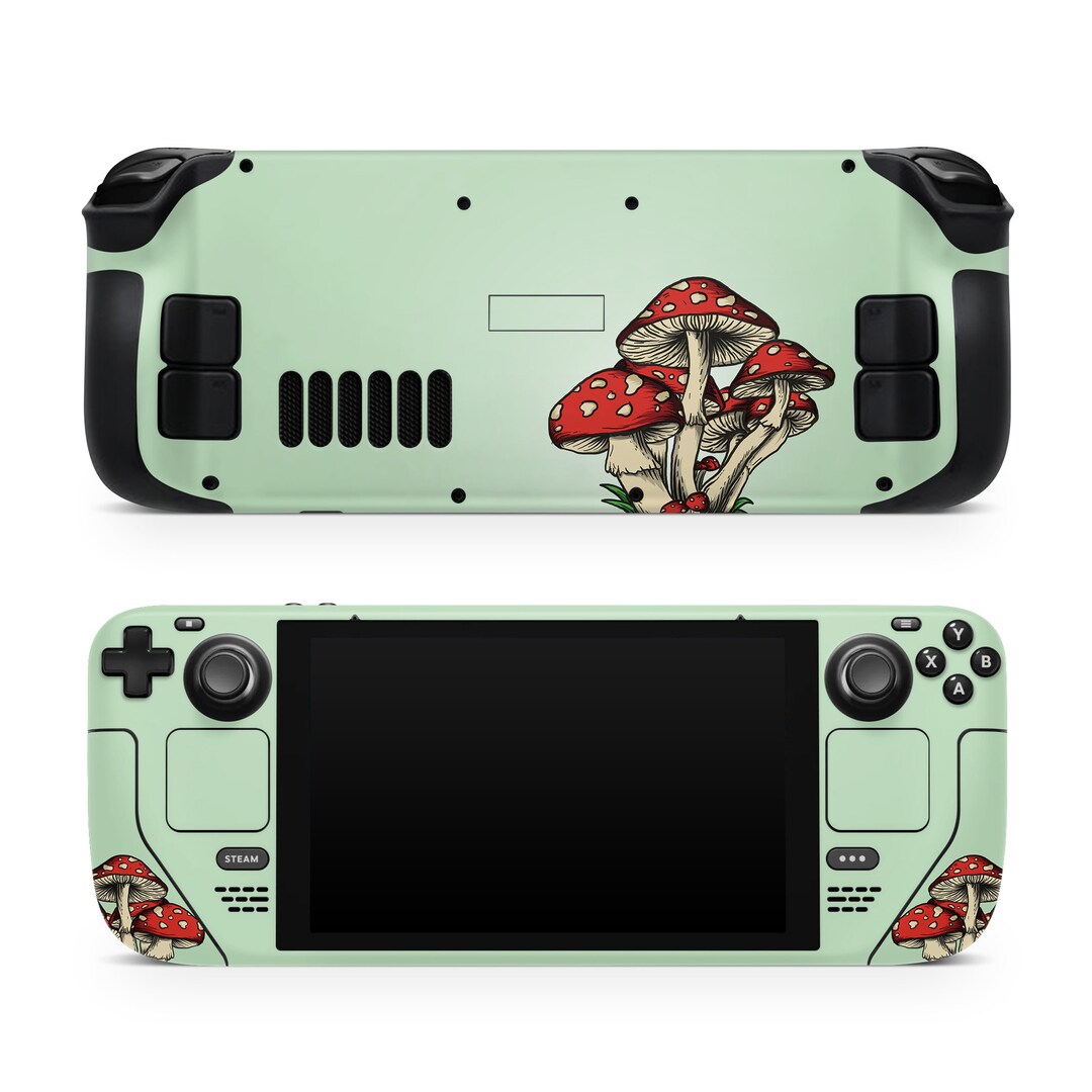 Mushroom Cute Steam Deck Skin, Green Color Kawaii Steam Deck Decal Full ...