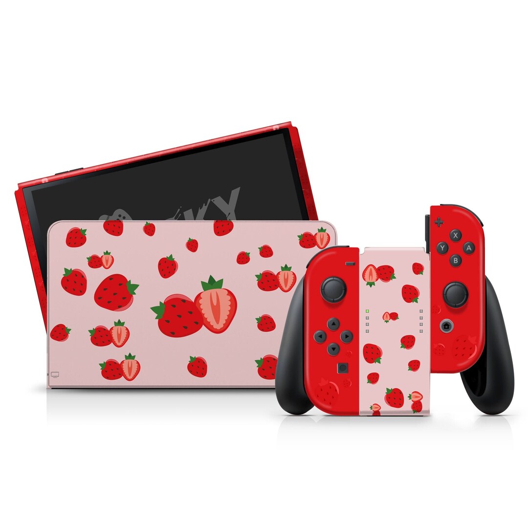 Nintendo Switch Oled Skin Red Strawberry, Cute Pink Switch Oled Skin ...