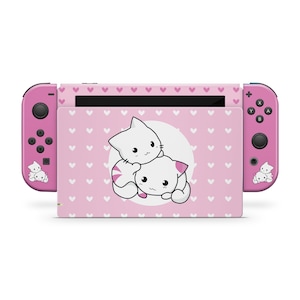 Pink Nintendo Switch Skin, Cute Cat Skin, Pet Switch Skin Full Wrap 3m ...