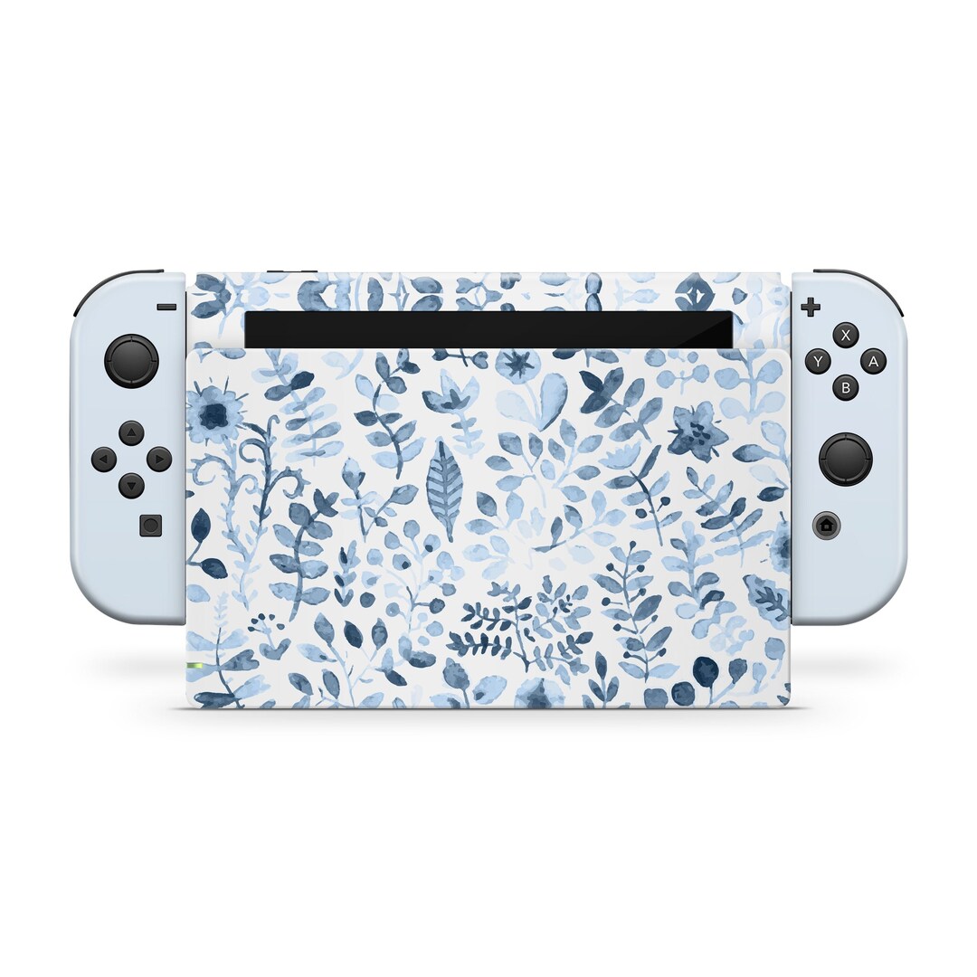Nintendo Switch Skin Flowers, Blue Switch Skin Full Cover Decal Vinyl ...