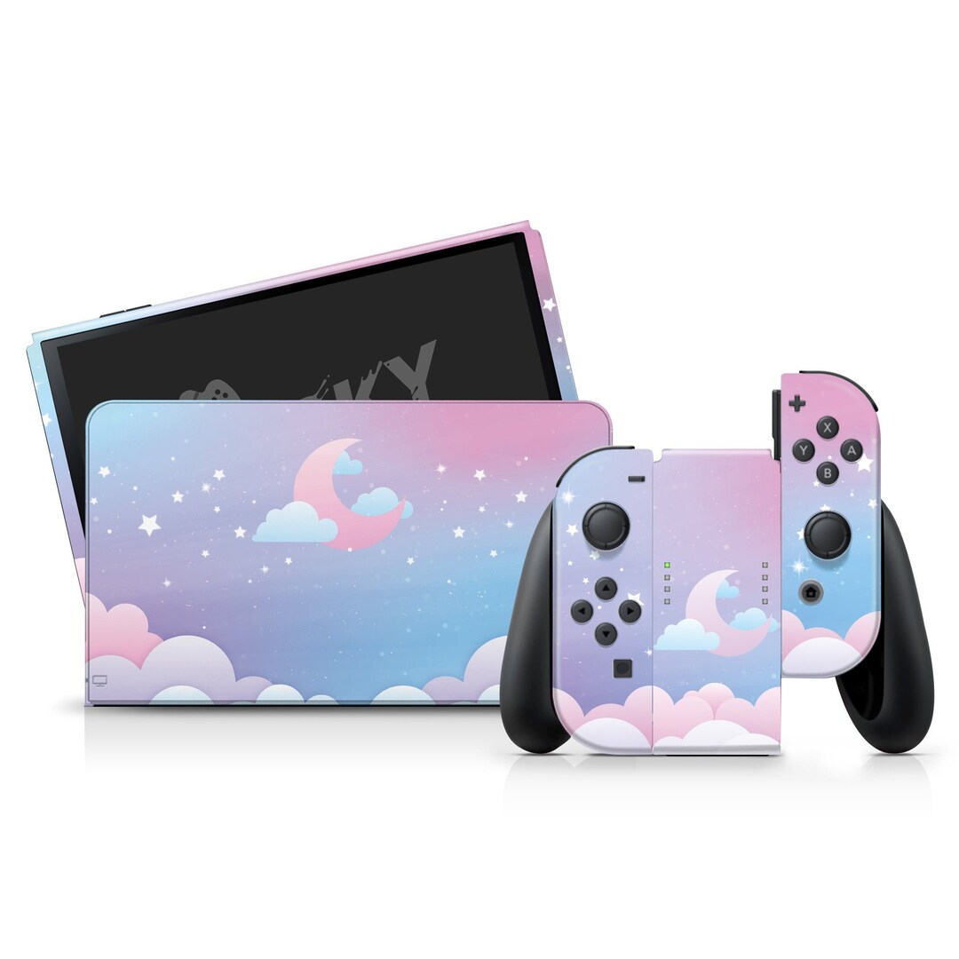 Clouds Nintendo Switch Oled Skin, Moon Blue Pastel Switch Oled Skin ...