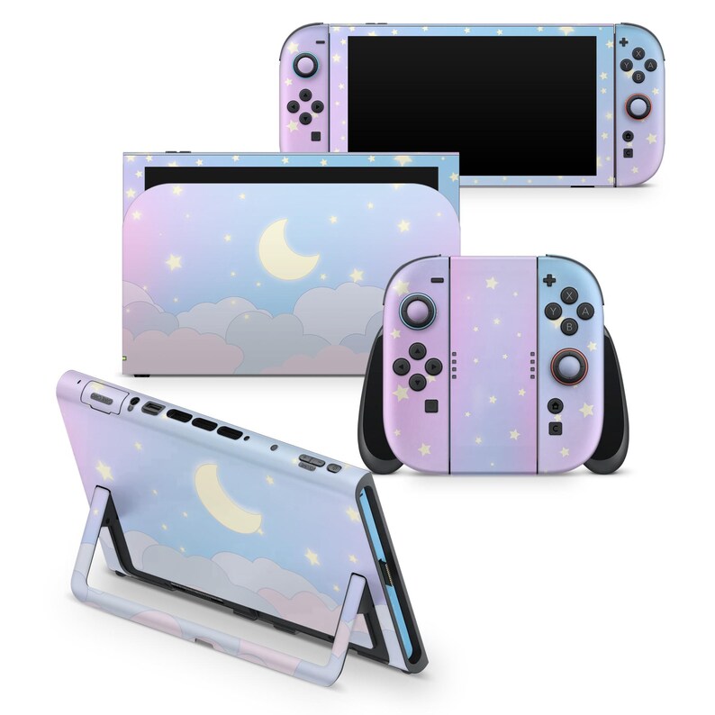 Clouds Nintendo Switch 2 Skin | Blue Pastel Starry Sky Premium 3M Vinyl ...