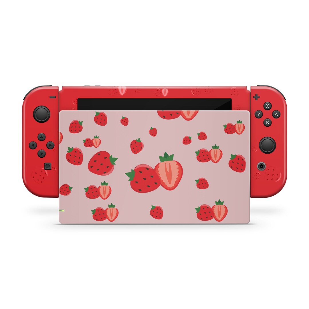 Nintendo Switch Skin Cute Strawberry, Strawberry Switch Skin Full Cover ...
