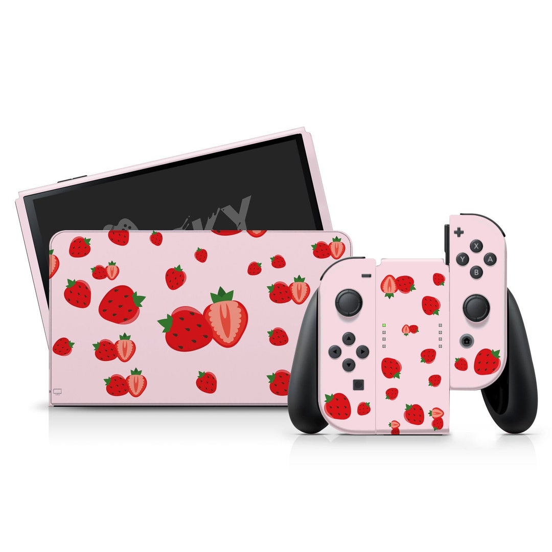 Nintendo Switch Oled Skin Strawberry, Cute Pink Switch Oled Skin Full ...
