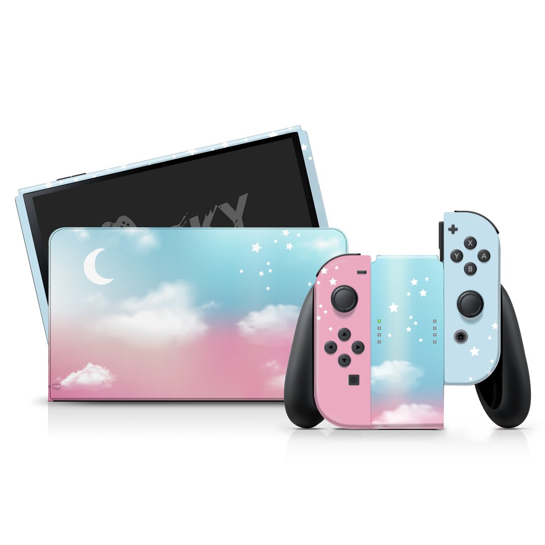 Nintendo Switch Oled Skin Clouds, Cute Blue Color Switch Oled Skin ...
