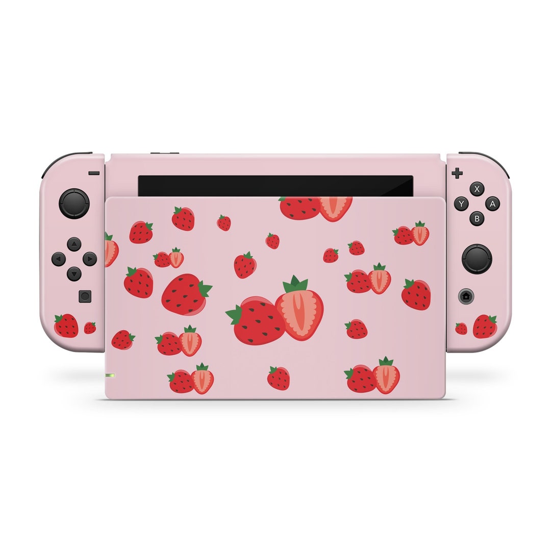 Cute Strawberry Nintendo Switch Skin ,pink Kawaii Nintendo Switch Skin ...