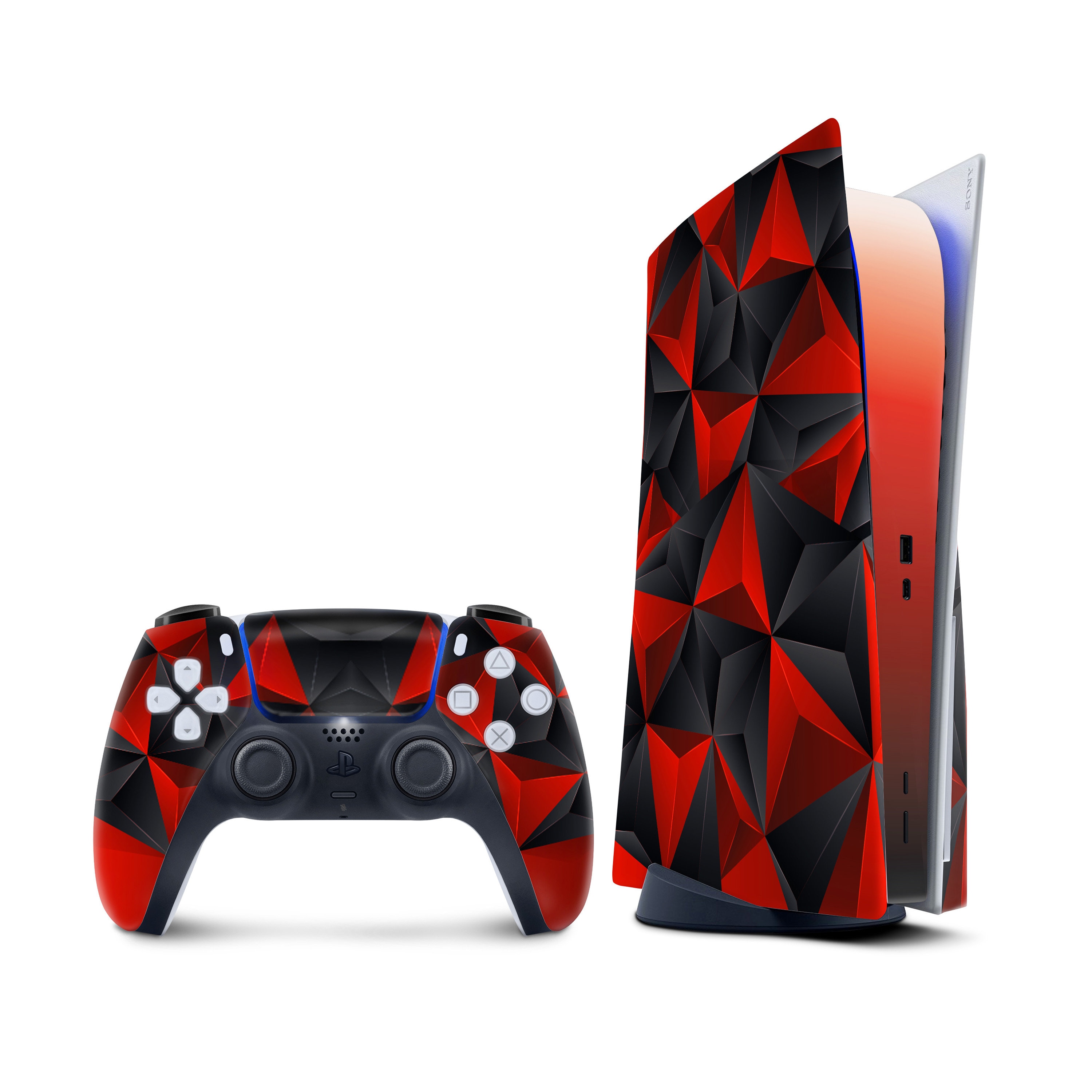Ps5 Skin Geometric Playstation 5 Controller Skin Red Vinyl - Etsy UK