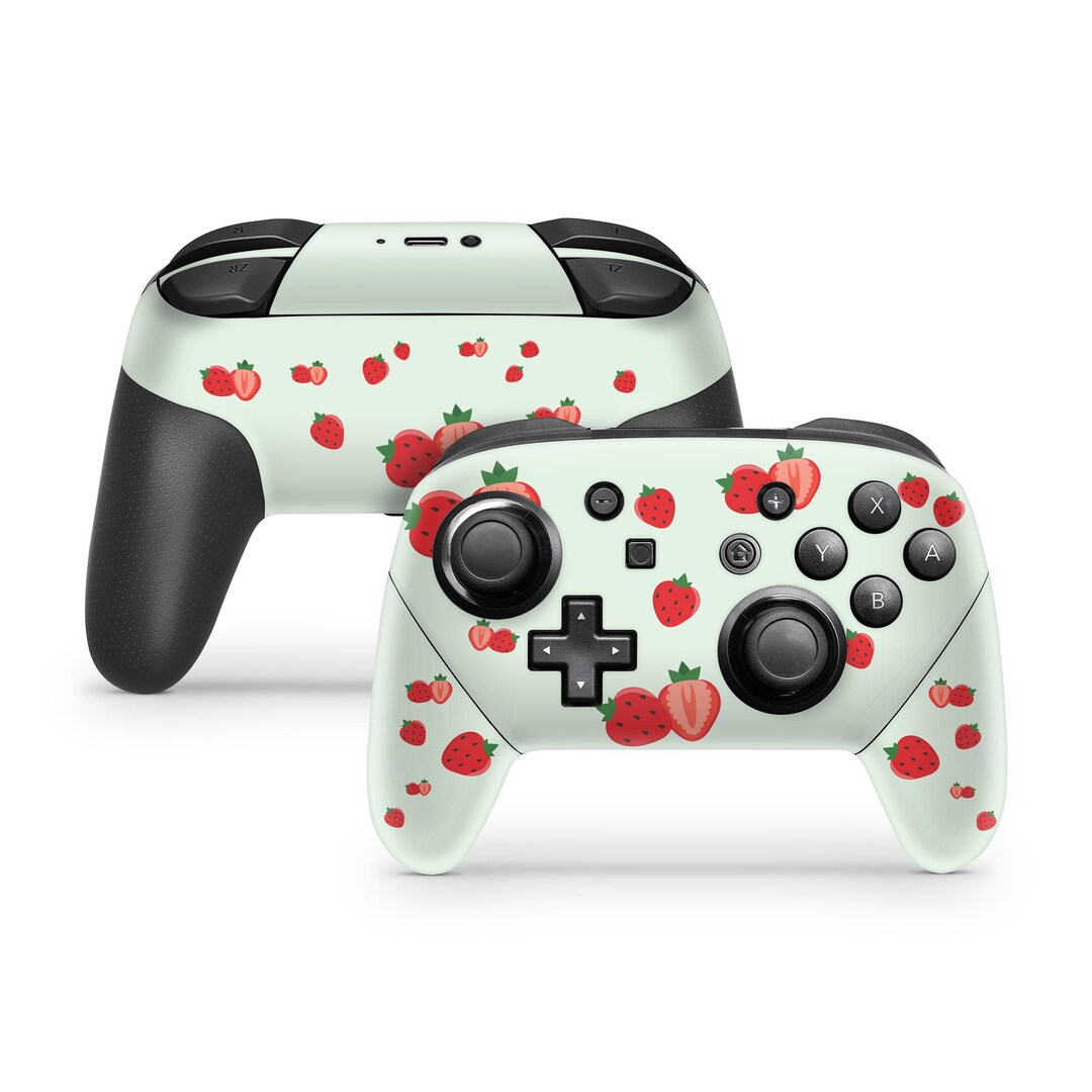 Nintendo Switch Pro Controller Skin Green, Cute Strawberry Pro ...