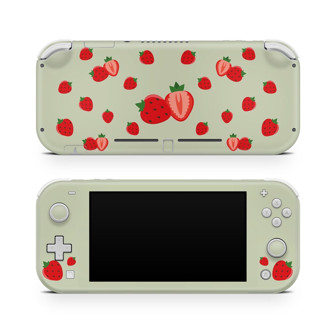 Green Nintendo Switch Lite Skin, Cute Strawberry Switch Lite Skin Full ...