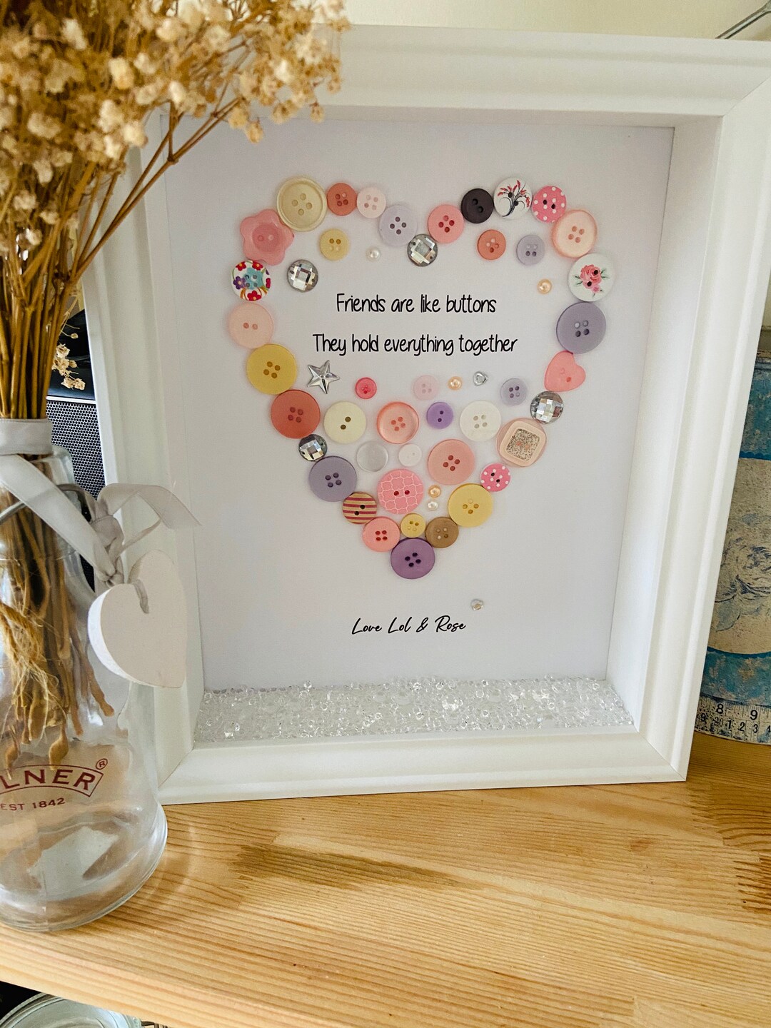 Heart Button Frame, Personalised Button Frame Gift for Special Mum, Box ...