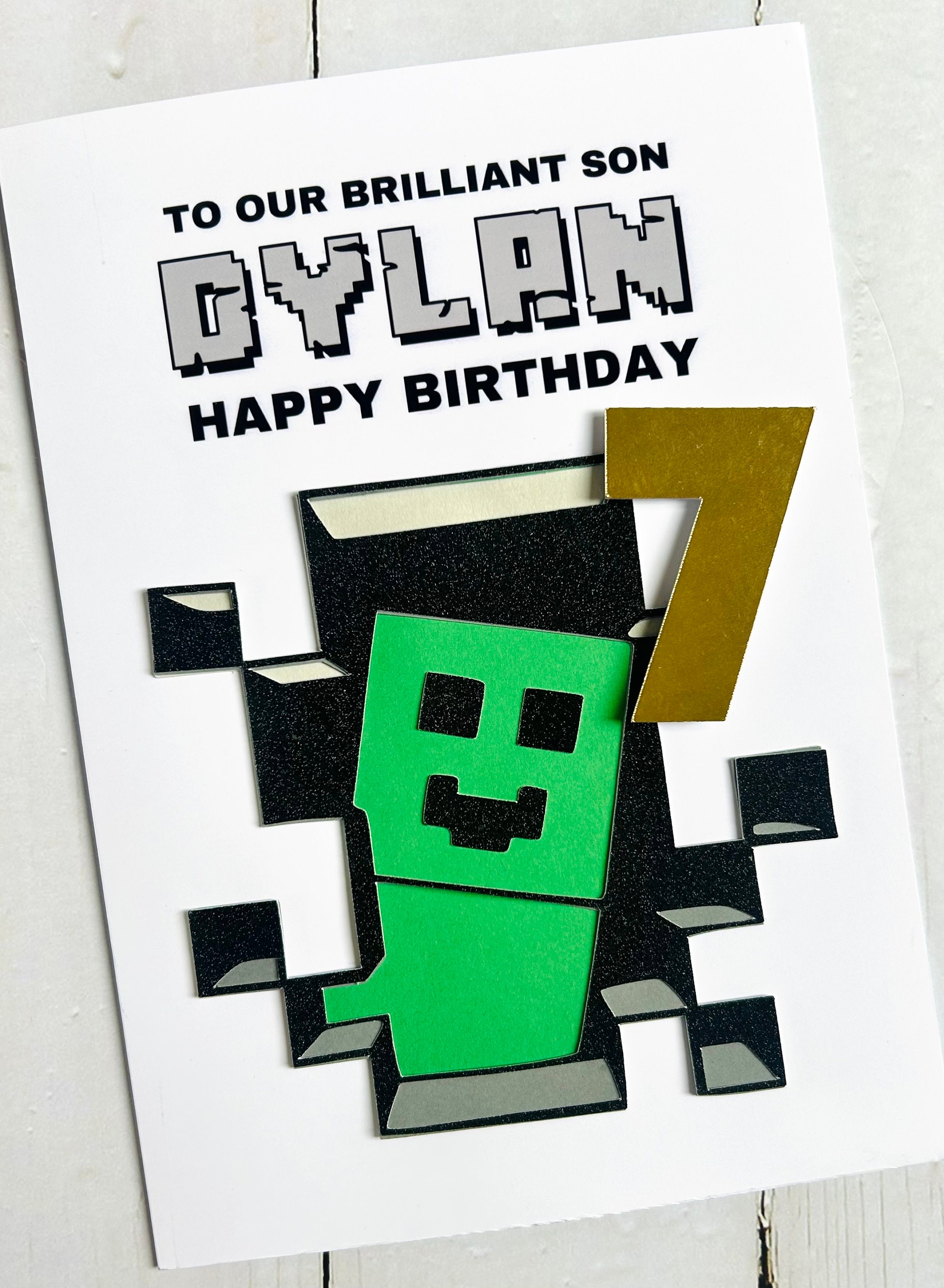Minecraft Birthday Card, Personalised Minecraft Birthday Card for Son ...