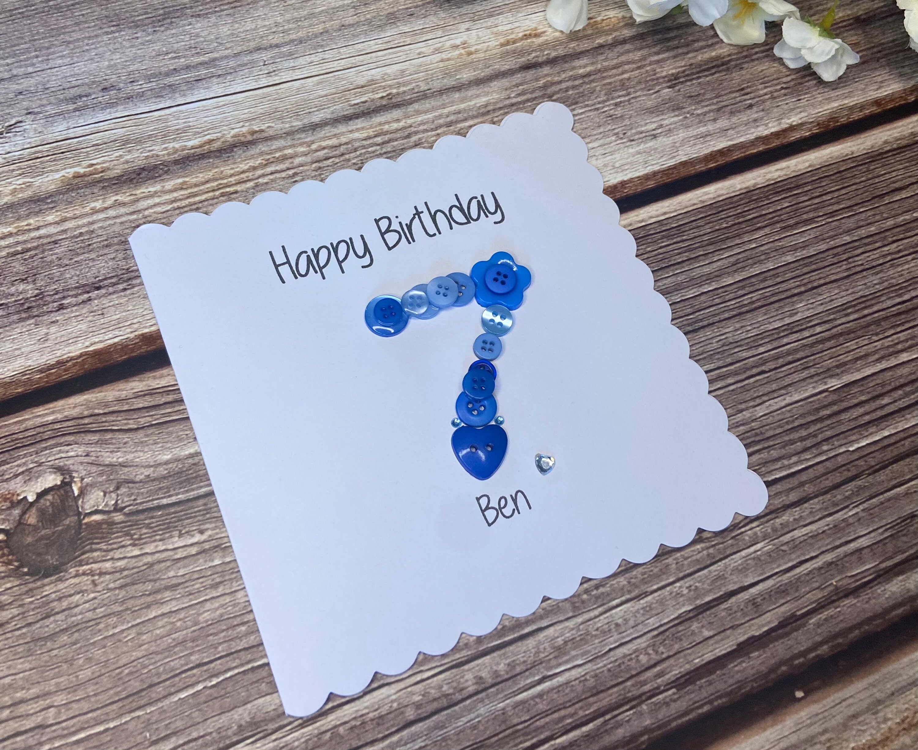 Button Number Happy Birthday Card, 18th Birthday Card, 21st,30th,40th ...