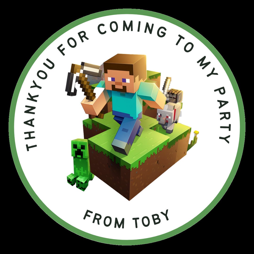 Minecraft Stickers, Thankyou for Coming to My Party Minecraft Theme ...