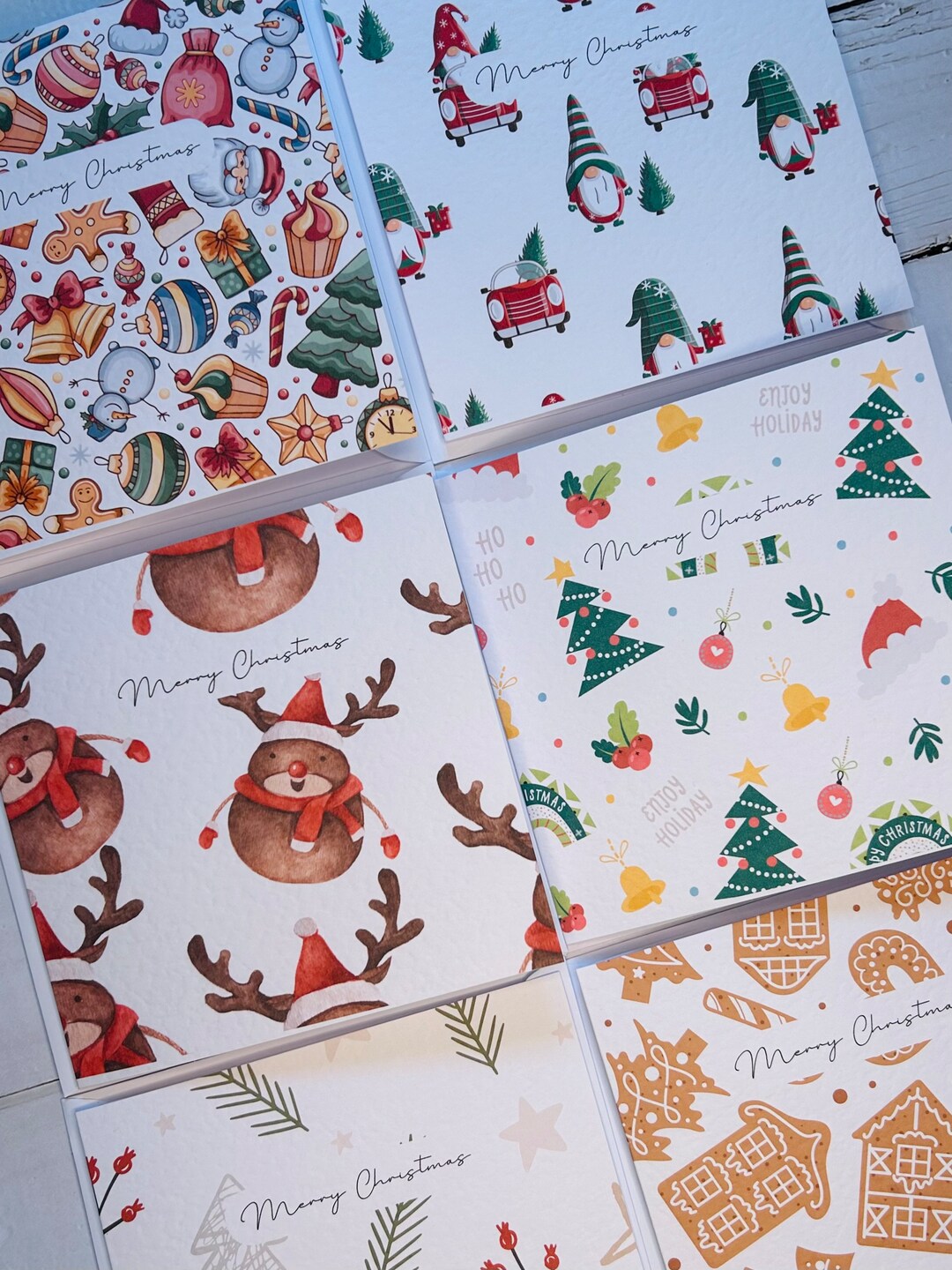 Christmas Cards: Hammered Card With Festive Patterns, Pack of 6 - Etsy