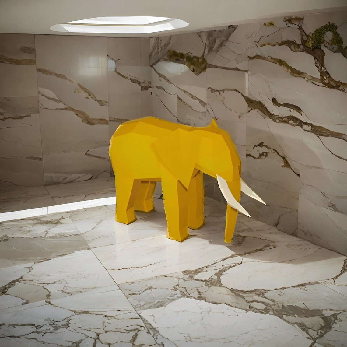 DIY Giant Elephant | Realistic 3D Papercraft | Lowpoly Sculpture Trophy ...