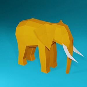 DIY Giant Elephant | Realistic 3D Papercraft | Lowpoly Sculpture Trophy ...