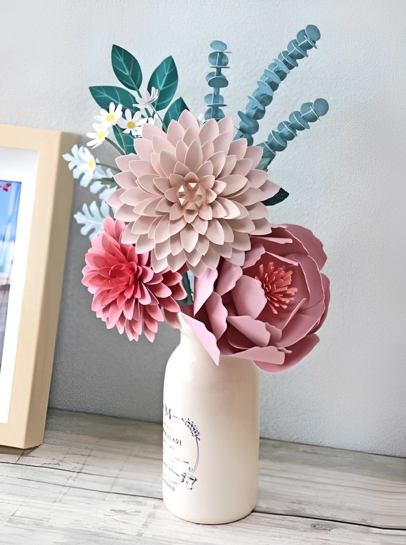 DIY Papercraft Kit Printable Flowers Bouquet Idea Dahlias - Etsy