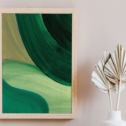 Green Loops Prints Abstract Watercolor Painting Minimalist Art - Etsy