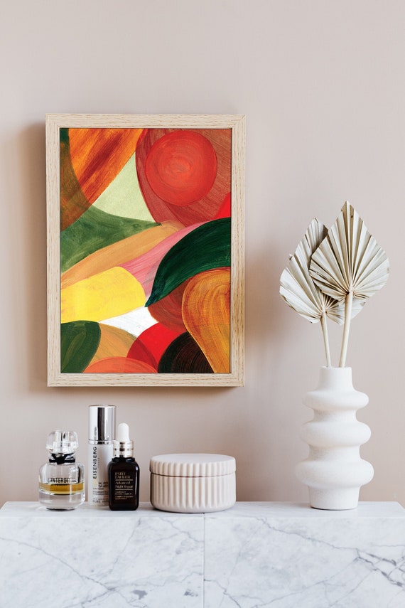 Colorful and Bold Abstract Art Print Stylish Contemporary Oil | Etsy