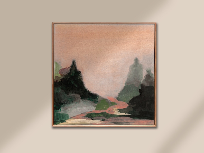 Vintage Abstract Art Square Landscape Painting Soft - Etsy