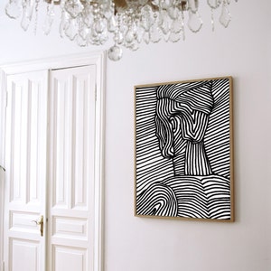 Masculine Figure Line Art Print: Abstract Man Body Drawing (digital ...