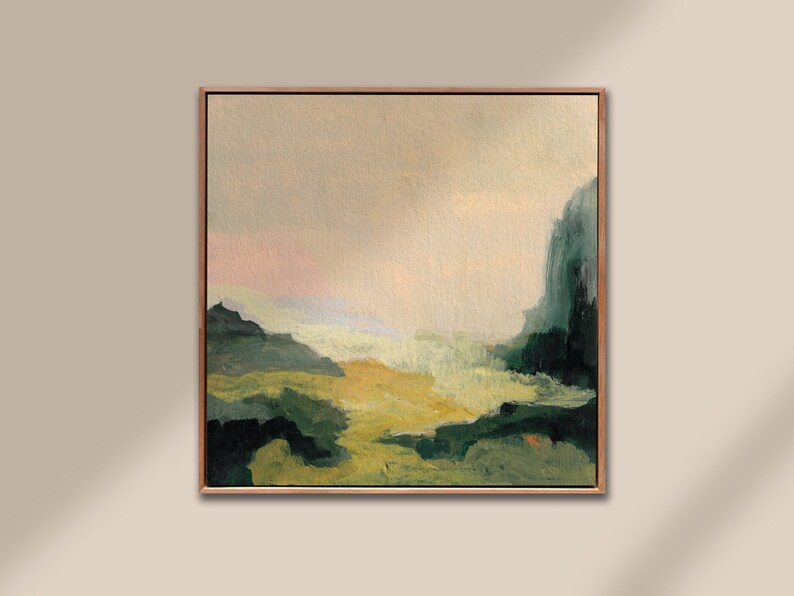Square Abstract Landscape Art Print: Neutral Farmhouse Decor (digital ...