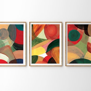 Modern Colorful Abstract Art, Vibrant Color Blocking Art Prints Set of ...