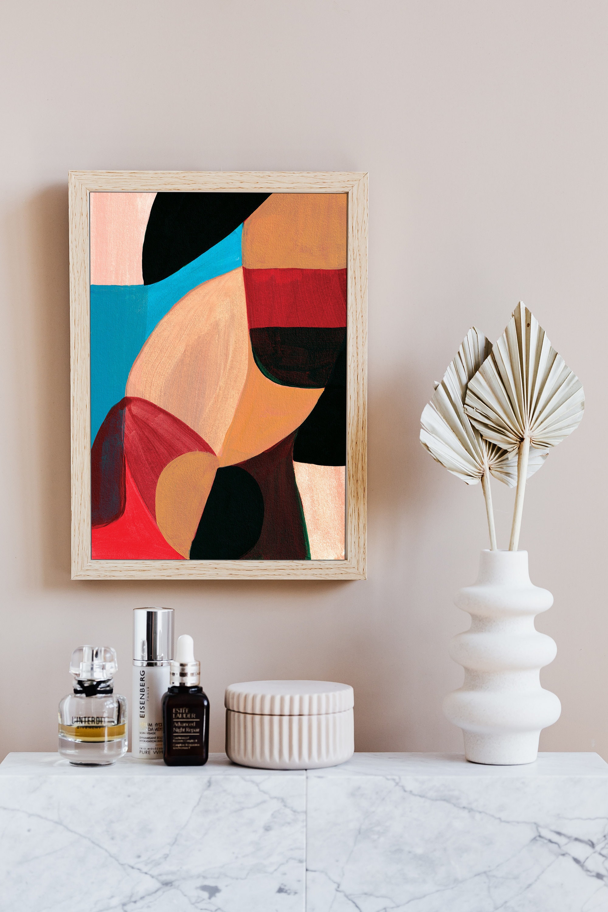 Mid Century Color Blocking Art Print Pintura geométrica - Etsy España