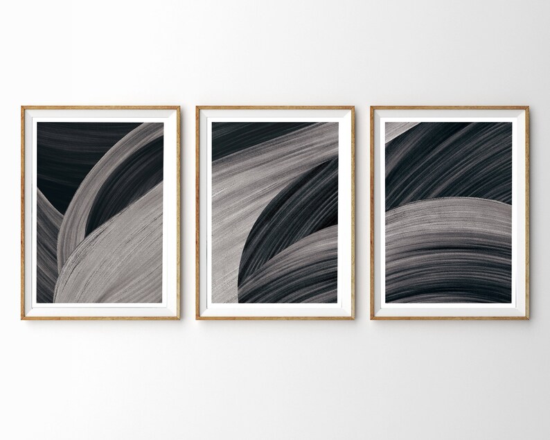 3 Simple Neutral Prints 3 Piece of Dark Gray Wall Art Set of | Etsy