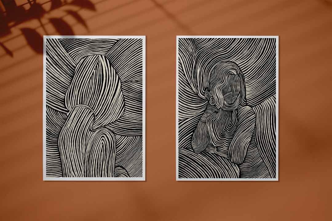 Female Figure Female Body Line Art, Black and White Wall Art, Women ...