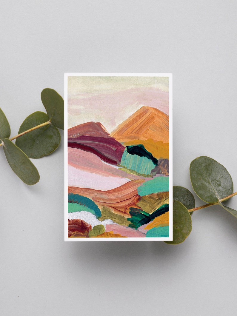Soft Colored Abstract Landscape Art Prints Abstract Mountain - Etsy