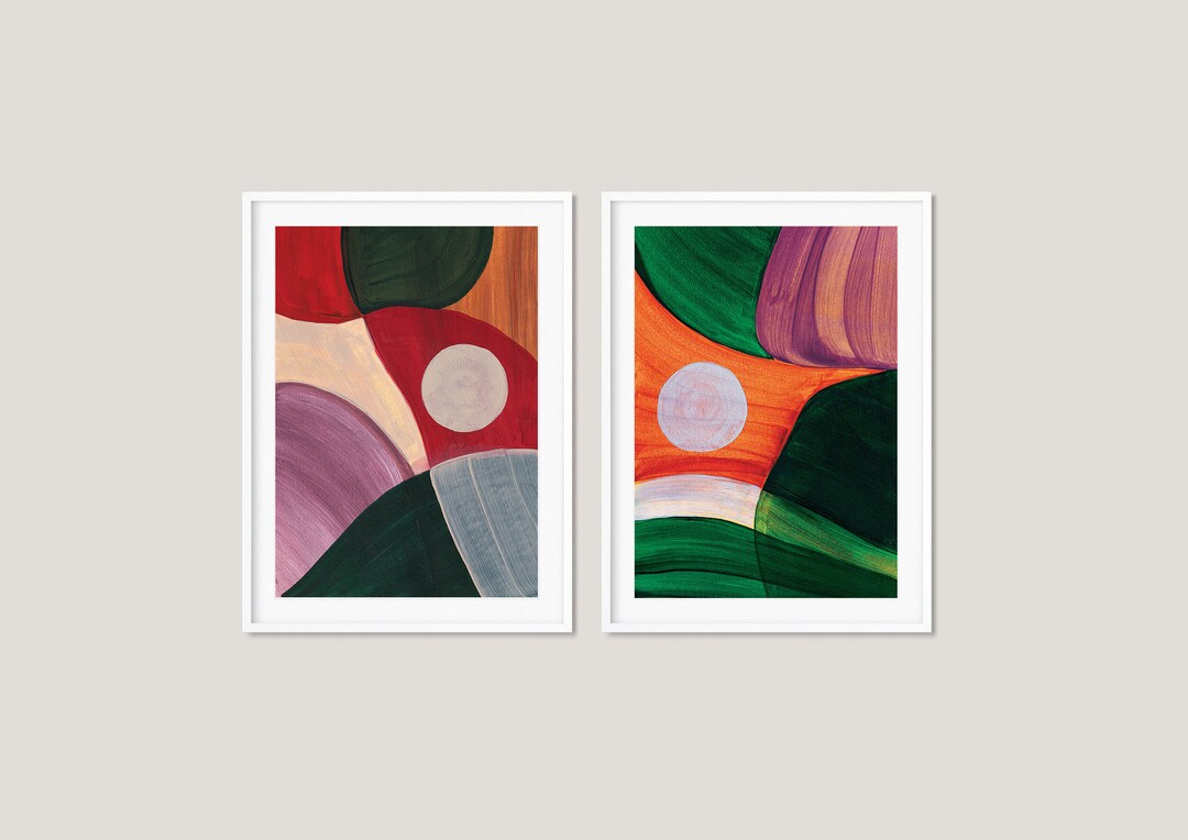 Modern Contemporary Color Blocking Print, Vibrant Colorful Abstract Set ...