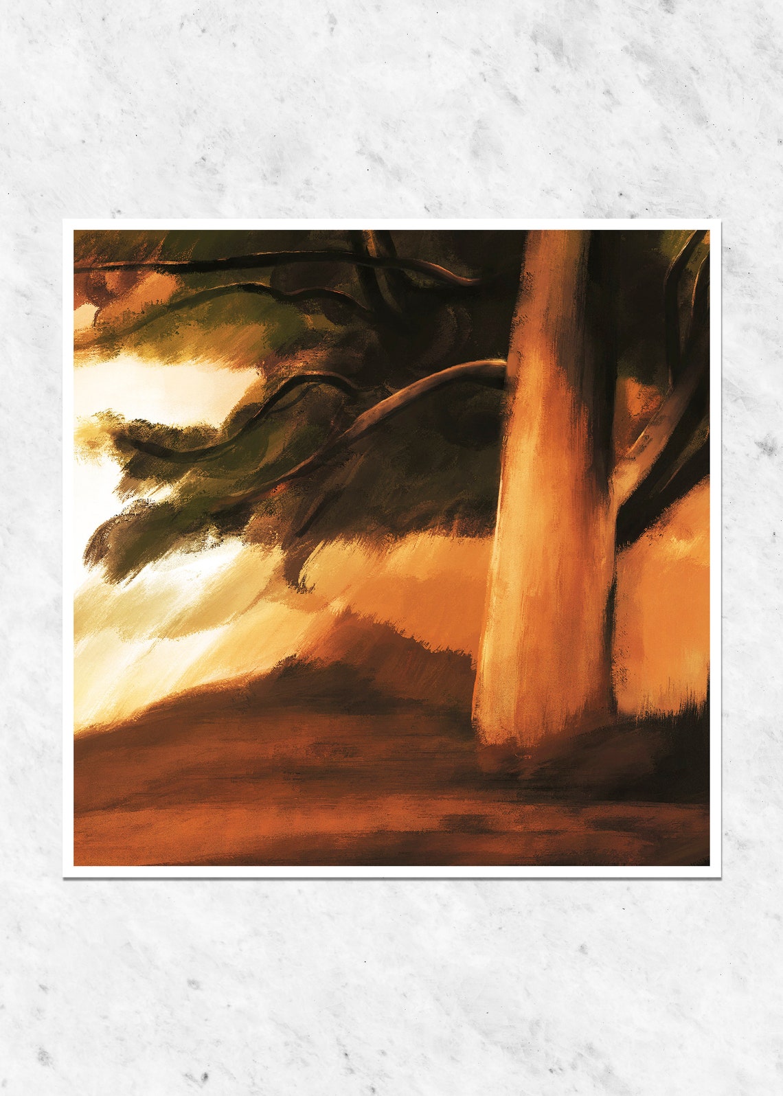 Classic Landscape Painting Square Landscape Art Print Deep - Etsy