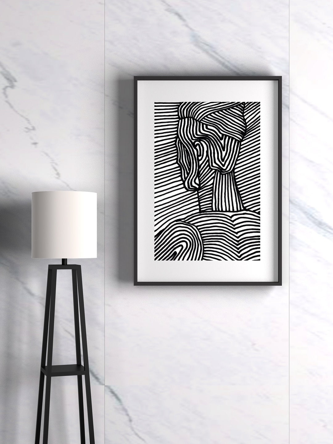 Masculine Figure Line Art Print: Abstract Man Body Drawing (digital ...