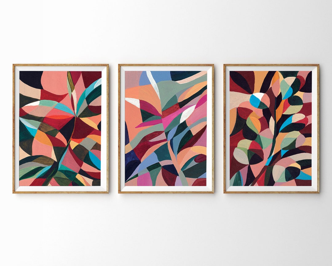 Abstract Floral Prints Set of 3, Botanical Prints Set of 3 ...