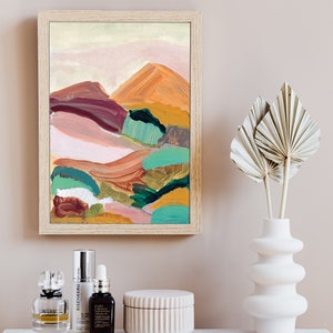 Soft Colored Abstract Landscape Art Prints, Abstract Mountain Prints ...