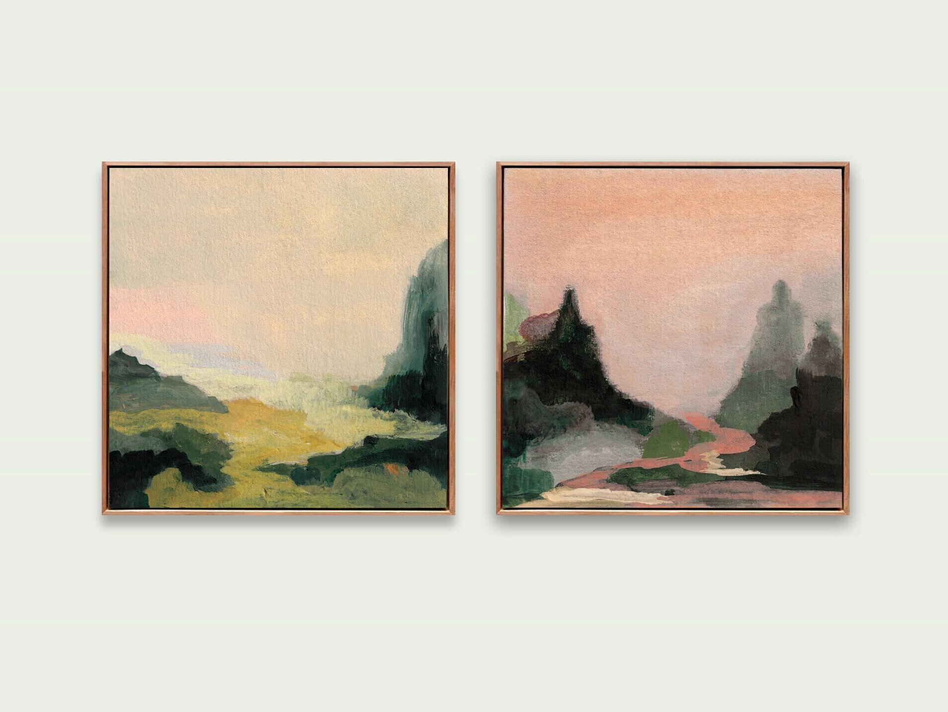 Set of 2 Landscape Print Set of Two Landscape Painting | Etsy
