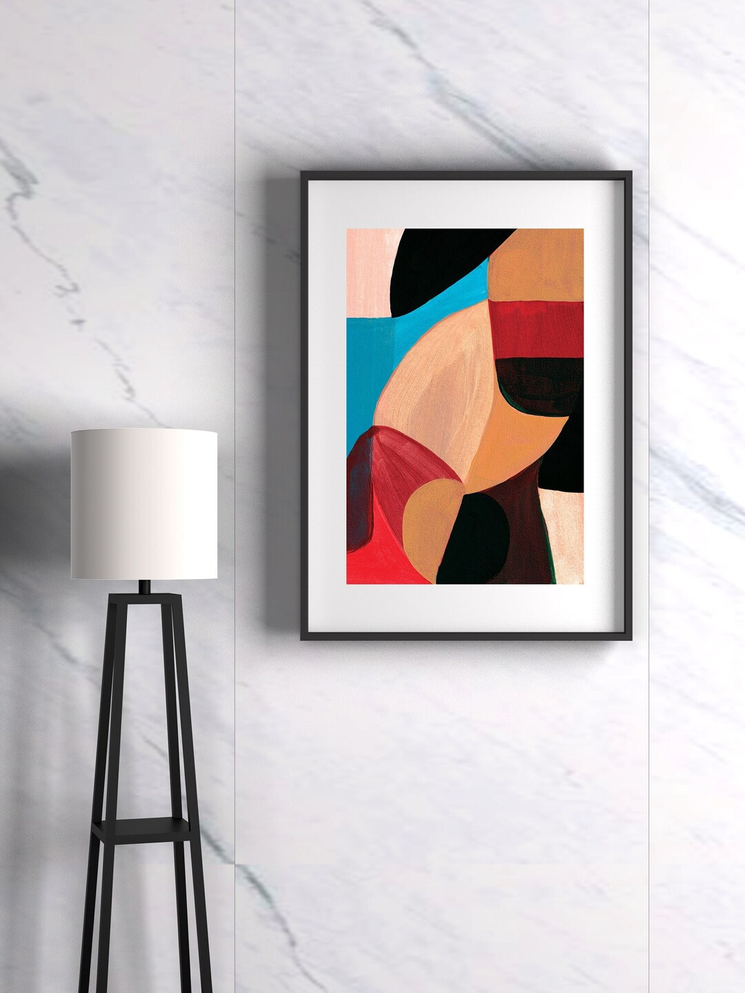 Mid Century Color Blocking Art Print, Modern Contemporary Geometric ...