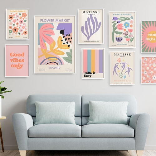 Pastel Colorful Gallery Wall Set Flower Market Matisse - Etsy