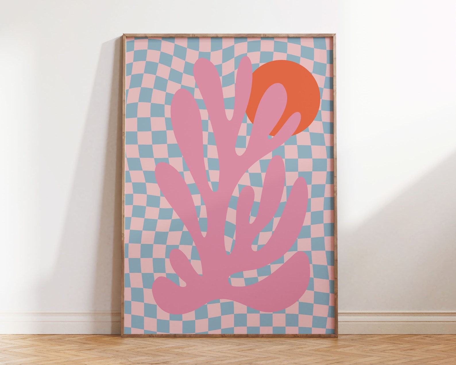 Funky Pink Wall Art Set of 6 Prints Groovy Checkered Decor - Etsy