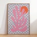 Funky Pink Wall Art Set of 6 Prints Groovy Checkered Decor - Etsy