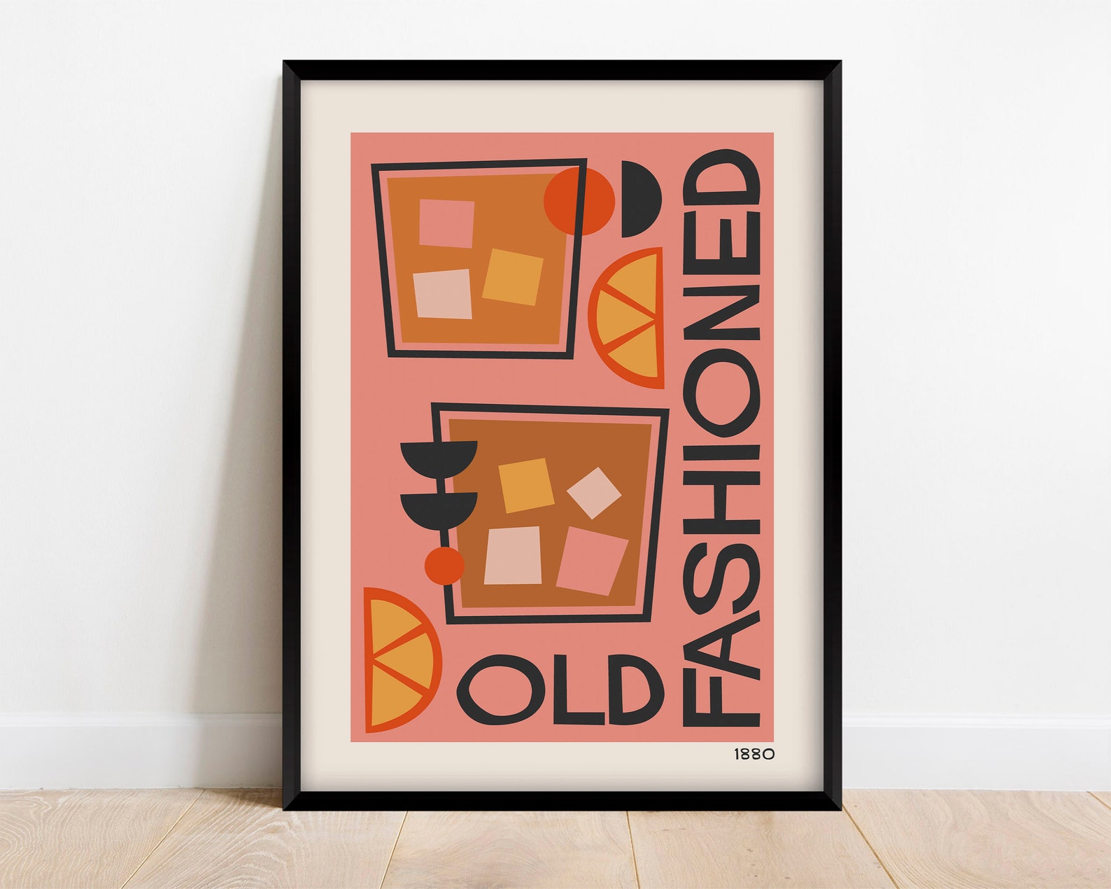 Old Fashioned Cocktail Art Print Retro Colorful Kitchen - Etsy