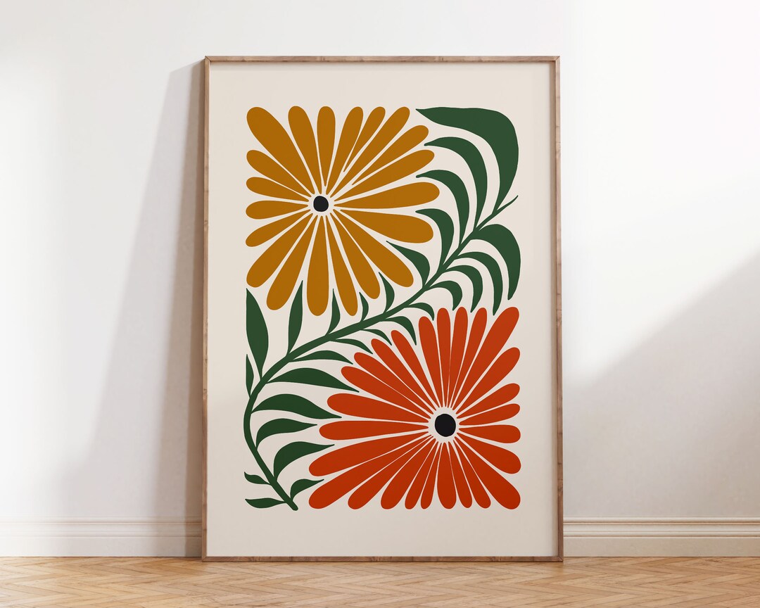 Groovy Flower Poster, Retro Floral Wall Art, Trendy Botanical Print ...