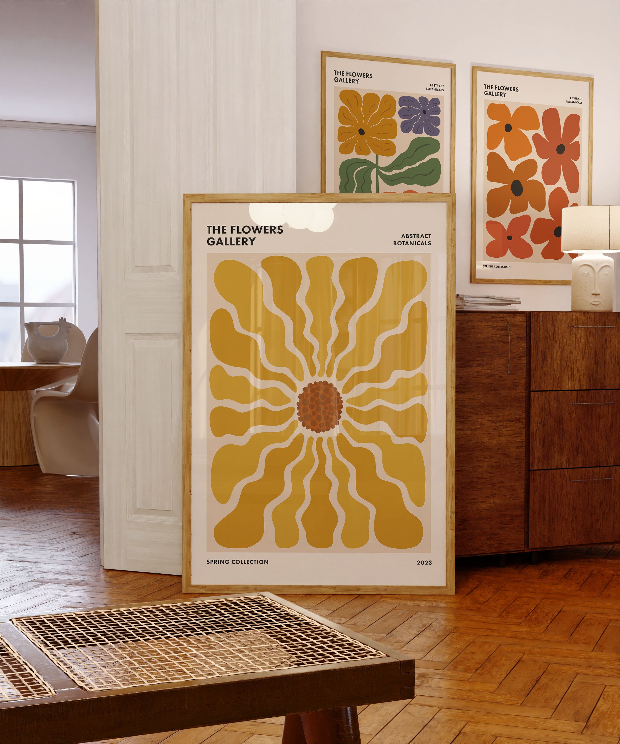 Funky Retro Floral Print, Flower Market Poster, Abstract Colorful ...